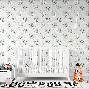 UniGoos Gold Edge Foliage Peel and Stick Wallpaper Green Leaves Vinyl Removable Contact Paper Abstract Branch Leaf Self-Adhesive Wall Paper Roll for Cabinet Living Room DIY Decor 17.7" x118.1"