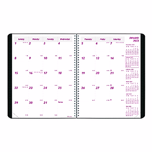 Brownline 2023 DuraFlex Monthly Planner, 14 Months, December 2022 to January 2024, Twin-Wire Binding, 8.875" x 7.125", Black (CB1200V.BLK-23)