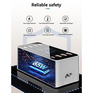 Charging Station for Multiple Devices, 8 Ports USB Charging Dock with QC3.0/PD18W USB-C Fast Charging Station for Multiple Devices Apple, Compatible with Ipad/MacBook Pro/Air, iPhone/Galaxy, Ect