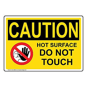 ComplianceSigns.com CAUTION Hot Surface Do Not Touch OSHA Label Decal, 5x3.5 inch 4-Pack Vinyl for Process Hazards
