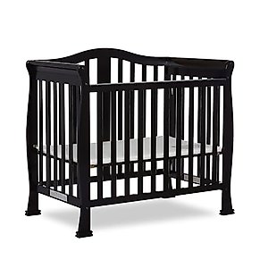 Dream On Me Addison 4-in-1 Convertible Mini Crib in Black, Greenguard Gold Certified, Non-Toxic Finishes, Built of New Zealand Pinewood, Comes with 1” Mattress Pad