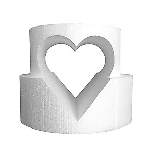 Shape Innovation - Round Cake Dummy Set 8” x 4” top Tier and 10” x 4” Bottom Tier with a 6” Heart Cutout - Perfect for Wedding Cakes, Birthday Cakes, Display Cakes, Window displays, Parties
