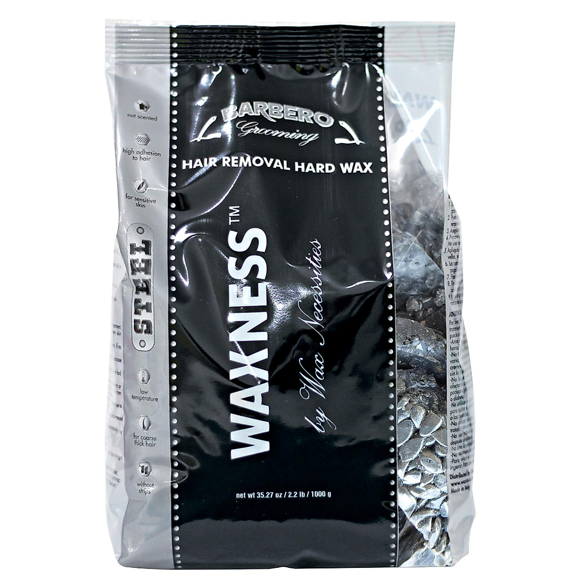 Wax Necessities Waxness Barbero Grooming Depilatory Hard Wax Steel for Men 2.2 Pound