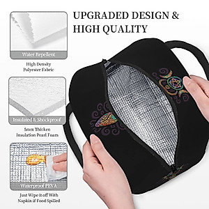 Bagea-Ka Wicca Wiccan Triple Moon Gaia Pattern Lunch Bag Insulated Lunch Box for Women Girls Men with Pocket Large Capacity Waterproof Reusable Cooler for Work Children School Picnic Travel Beach