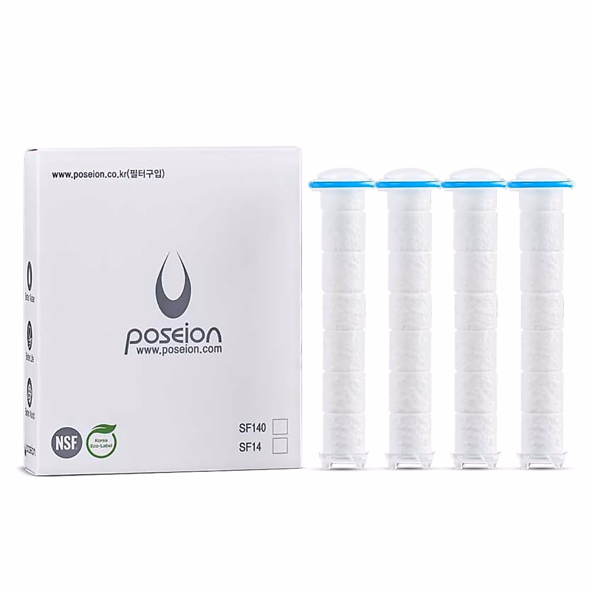 POSEION Shower Head Sediment Filter – 4 Replacement Showerhead Filters Soft Water High Density Polypropylene for Hard Water Softener Remove Rust Hydrate Dry Hair Scalp Skin Care Made in Korea SF140