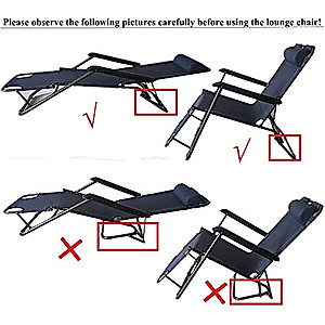 Patio Lounge Chair, Foldable Outdoor Beach Lounge Chairs Reclining Sun Pool Lawn Chaise with Pillow for Camping Patio Lawn (Blue)