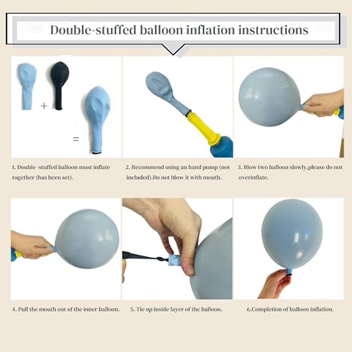 Dusty Blue Balloon Arch Garland Kit Double Stuffed Pastel Blue Black Balloons 18/12/10/5 Inch Different Sizes for Dusty Blue Baby Shower Birthday Wedding Bridal Shower Decorations Party Supplies