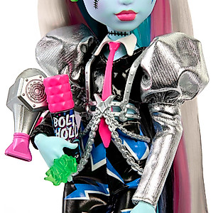 Monster High Doll, Amped Up Frankie Stein Rockstar with Instrument & Performance-Themed Accessories Like Headphones
