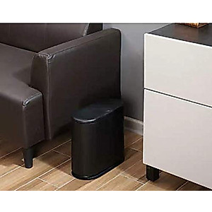 IEEK Plastic Trash Can with Press Top Lid,2.4 Gallon /10 Liter Garbage Can,Black Modern Waste Basket Thin Trash Cans for Bathroom,Kitchen,Living Room,Office and Narrow Spaces