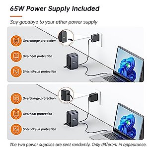 TobenONE USB C Laptop Docking Station Dual Monitor, 15-in-1 USB C Dock with Dual HDMI, 65W Power Supply, VGA, 4 USB 3.0, 2 USB 2.0, USB C, SD/TF, Ethernet and Audio/Mic for Lenovo, HP, Dell, Surface