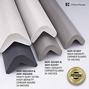 urbanhouse (2-Pack High-Density Corner Guard Edge Protector & Bumper for Parking Garages, Workshops, Baby Proofing Walls and Furniture - Neutral Grey, 24 Inches.