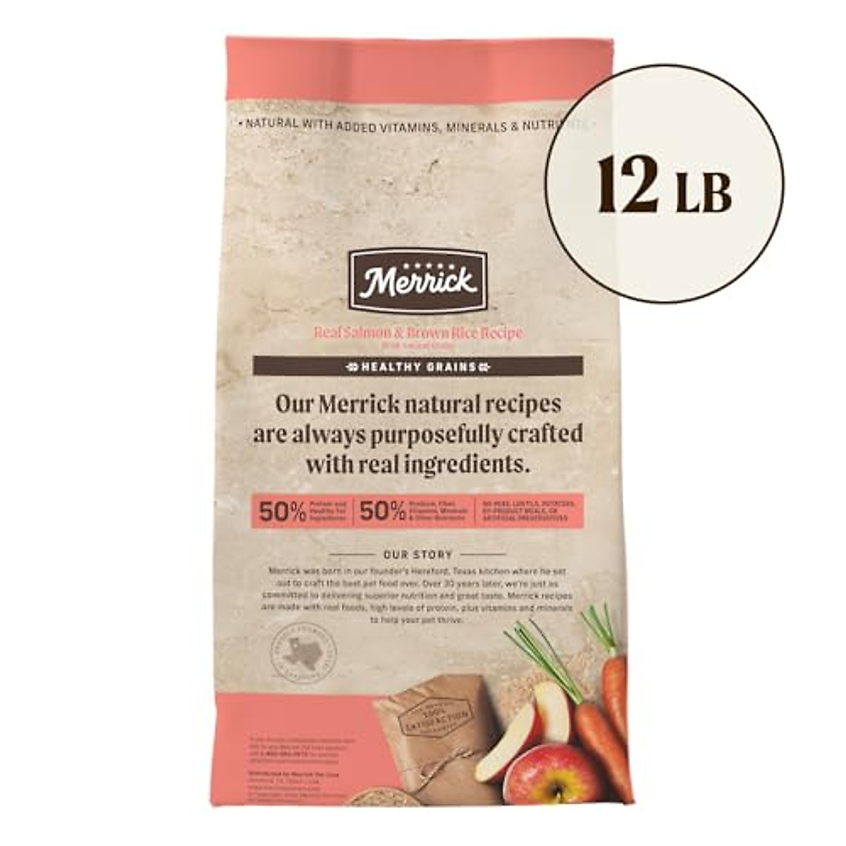 Merrick Healthy Grains Premium Adult Dry Dog Food, Wholesome And Natural Kibble With Salmon And Brown Rice - 12.0 lb. Bag