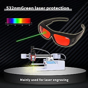 JILERWEAR 190nm-540nm Professional Laser Protective Glasses for 405nm,445nm, 532nm Laser and Violet/Blue/Green Laser Safety Goggles 450nm（ Specifically for 532nm laser ）