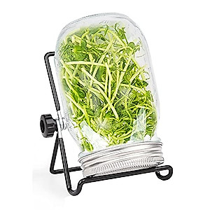 IUMÉ Seed Sprouting Jar Kit, 1- Pack Seed Starter Tray, 1 Sprouter Mason Jars with Screen Lids, Stands and Trays, Indoor Seed Sprouter Germinator, Broccoli Sprouts Germination Growing Kit
