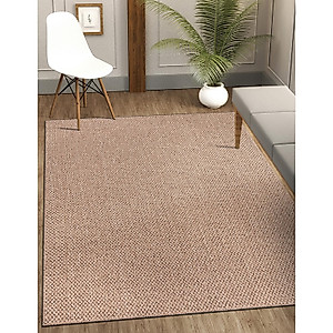 CAMILSON Easy Jute Rug 9x12, Indoor Outdoor Natural Color Farmhouse Area Rugs for Living Room Patio and Kitchen Rug, Solid Boho Woven Design, Easy-Cleaning, Non Slip Washable Outside Carpet (9 x 12)