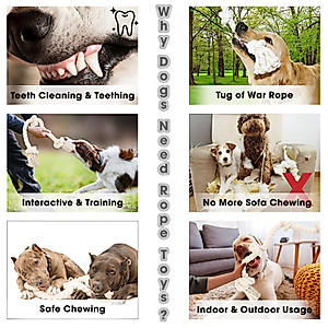 Barida Pet Supplies 100% Natural Cotton Rope Dog Toys, Premium White Cotton Dog Chew Toys, Puppy Chew Toys for Teething, Puppy Toys Small Dogs, Medium Dog Toys -Tough Dog Rope Toys