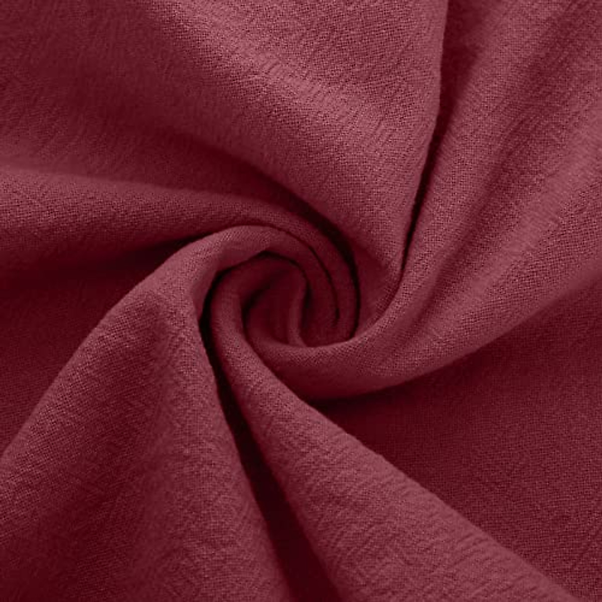 Women's Cotton Linen Shirt 3/4 Sleeve Button Down Blouse Solid Color Smocked Tunic Tops Plus Size Loose Fit T-Shirt Red