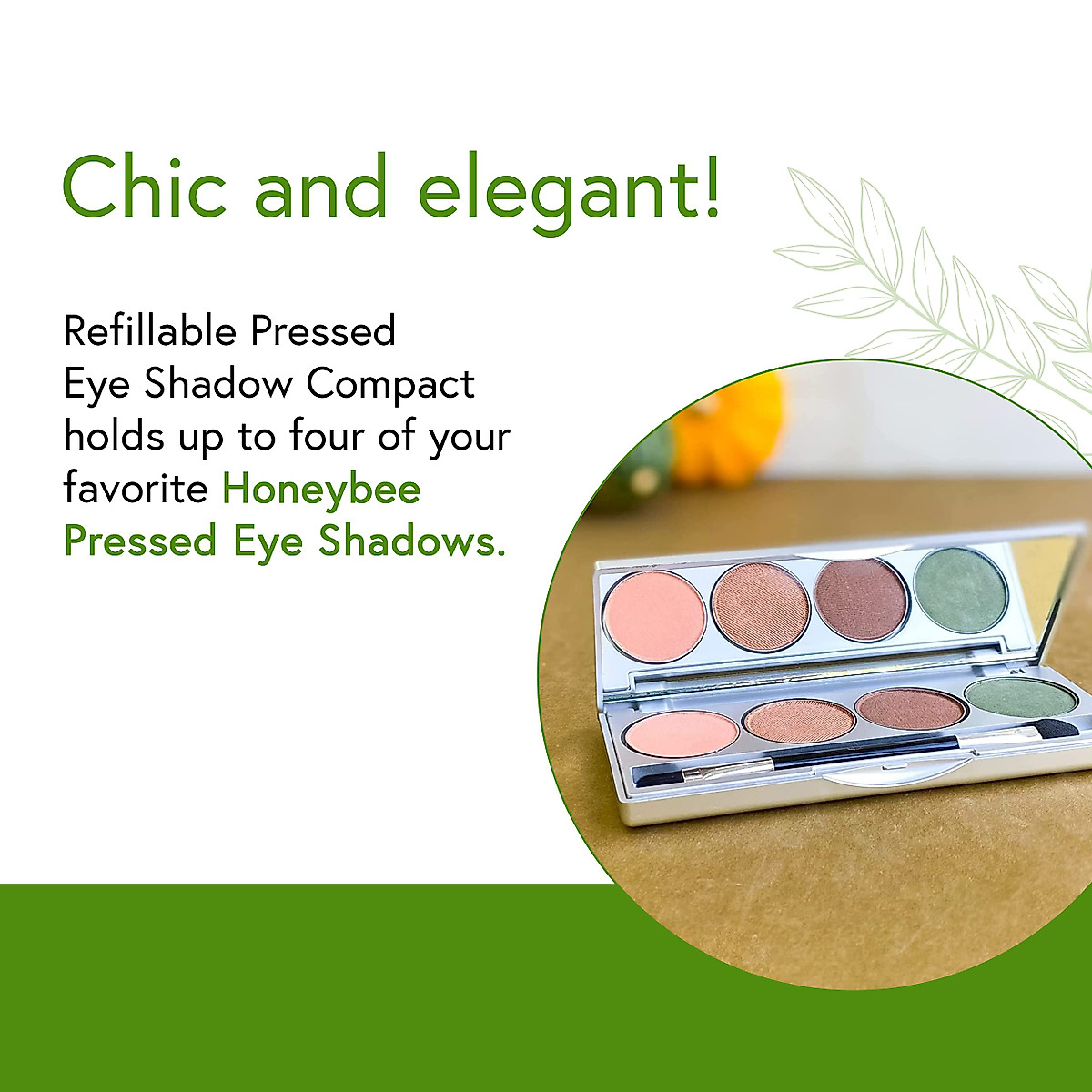 Honeybee Gardens Refillable Pressed Eye Shadow Quad Compact, Holds Up To Four Eye Shadow Colors, Fits 26mm or Smaller Pan, Customizable Travel Eye Makeup Kit