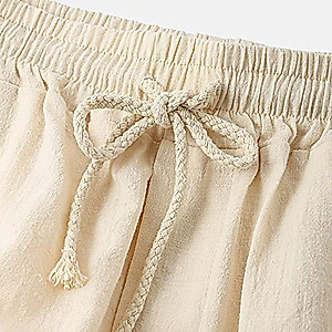 Men's 7 Inch Inseam Linen Shorts Classic-Fit Drawstring Elastic Waist Pleat Front With Pocket Outdoor Sport Gym 5 Inch Inseam With Liner Khaki 2X