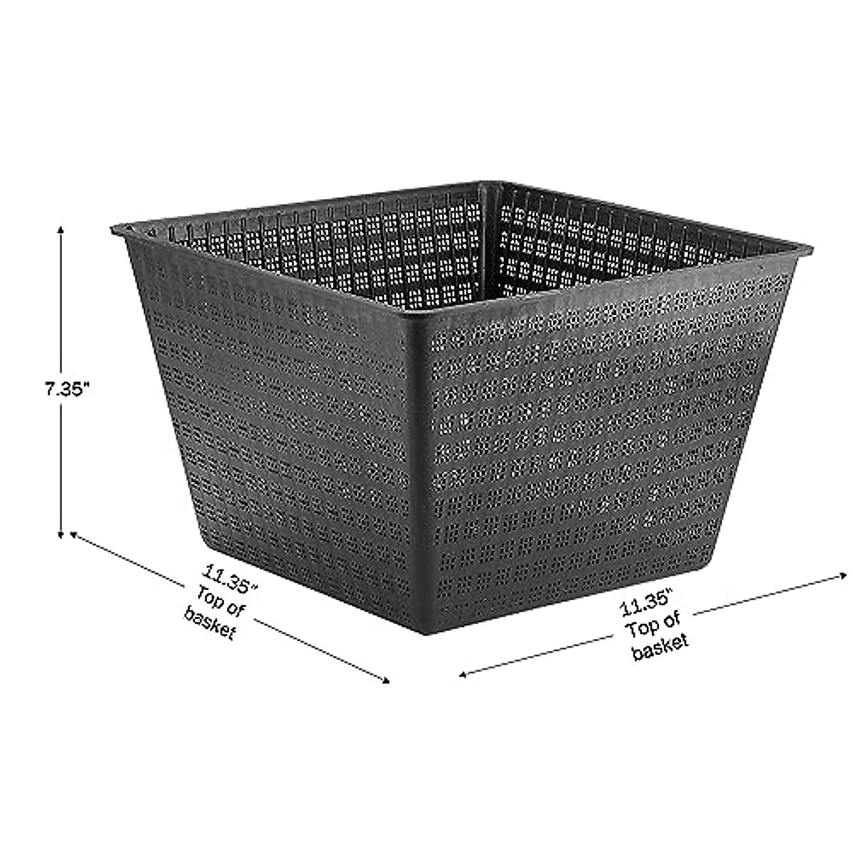 Little Giant 566556 UPB-1212-PW Square Aquatic Plant Basket for Ponds, 11.35 inches Square x 7.35 inches high, Black, 566556