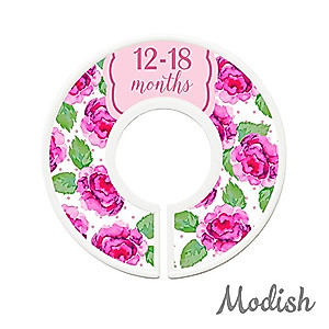 Modish Labels Baby Clothes Size Dividers, Baby Closet Organizers, Size Dividers, Baby Closet Organizers, Closet Dividers, Clothes Organizer, Nursery, Girl, Boho, Flowers, Roses, Dots (Baby)