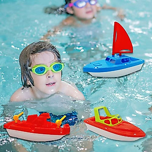 Toy Boat Bath Toys for Kids & Toddlers 3 Pack - Large 10" Floating Toy Boats for Bathtub, Kids Pool Toys, Beach Toys Outdoor Water Play by 4E's Novelty