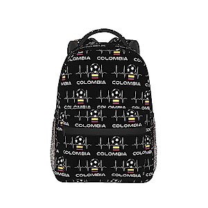 Supdreamc Shoulder Book Bags Anti-Theft Multipurpose Big Capacity Bookbag - Colombian Flag Football Art Travel Hiking Backpack With Smooth Zippers