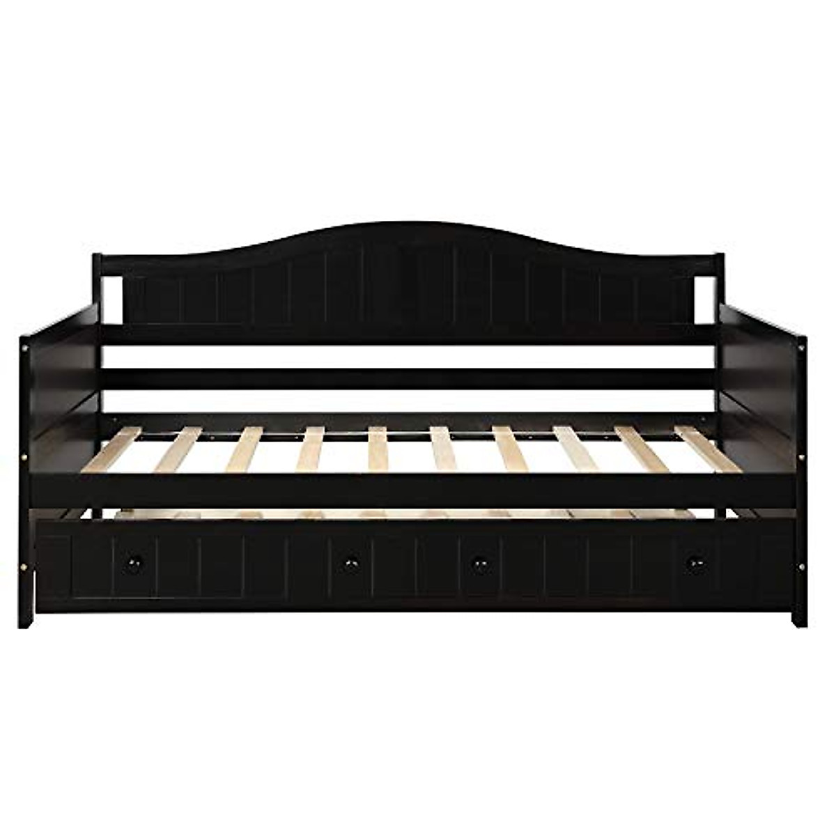 Merax Classic Wood Daybed with Trundle Twin to King Day Bed Frame No Box Spring Needed