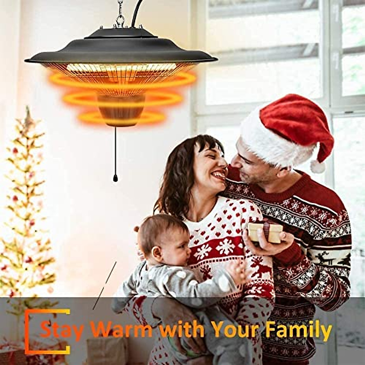 Outdoor Patio Heaters,110V Electric patio heater,Hanging Ceiling Mounted Heater Outdoor Space Heater/outdoor heaters for patio 2 Heat Setting 600/1500W for Garage Backyard Restaurant Thanksgiving