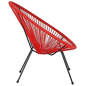 EMMA + OLIVER Red Papasan Bungee Lounge Chair