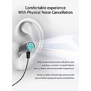 keephifi in Ear Monitor Headphones, Astrotec Vesna IEM, LCP Diaphragm Noise Cancelling Earbuds Wired,3.5MM Jack in Ear Earphone for Gaming Sports Riding Working (Silver No Mic)