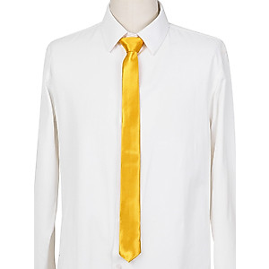 Allegra K Men's Classic Self-tied Solid Color Neckties Skinny Wedding Party Work Neck Tie Medium Yellow
