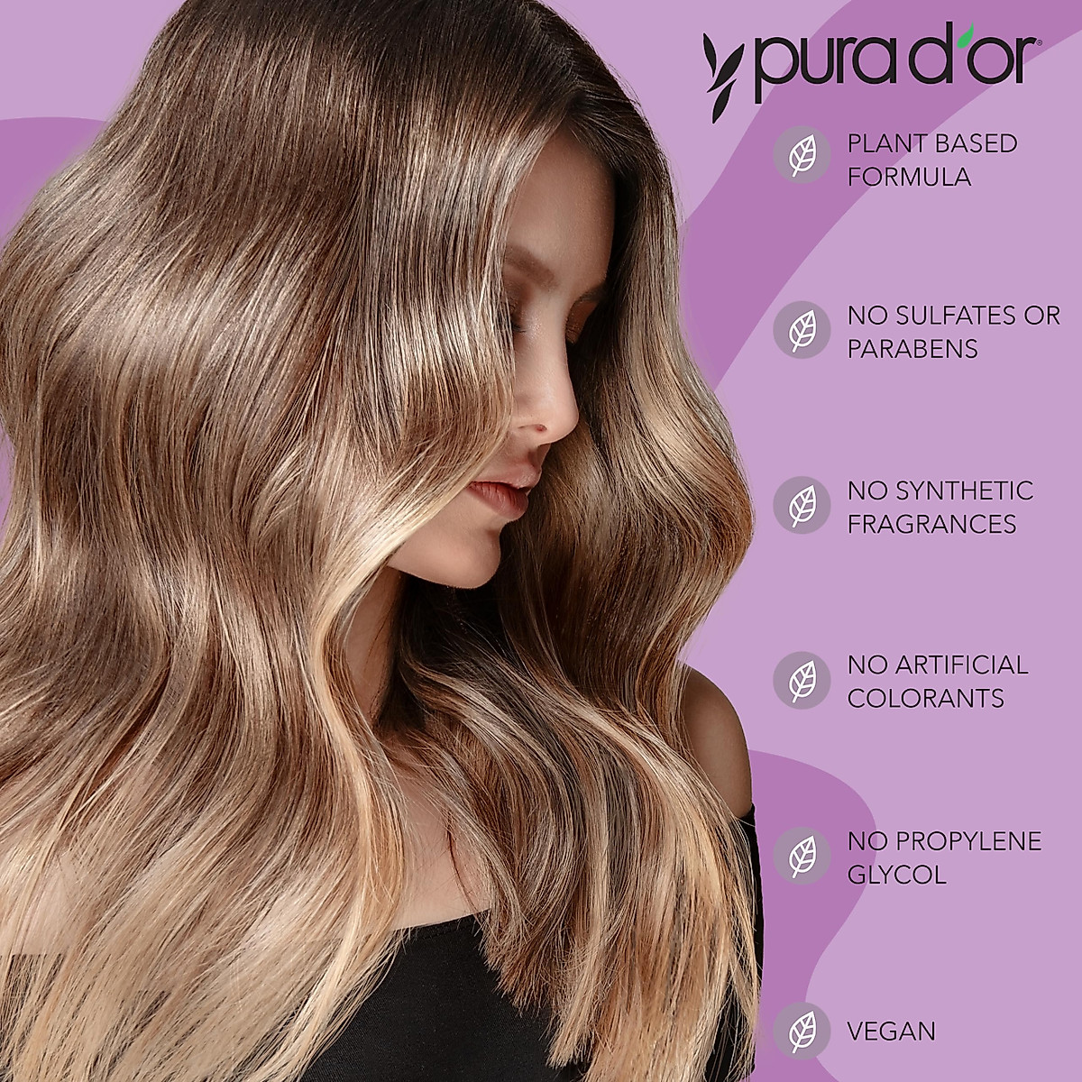PURA D'OR Purple Shampoo & Conditioner (16oz x 2) ColorHarmony Biotin Set For Bleached, Blonde, Silver & Color Treated Hair - Keratin, Bamboo Fiber, No Sulfates - Men & Women