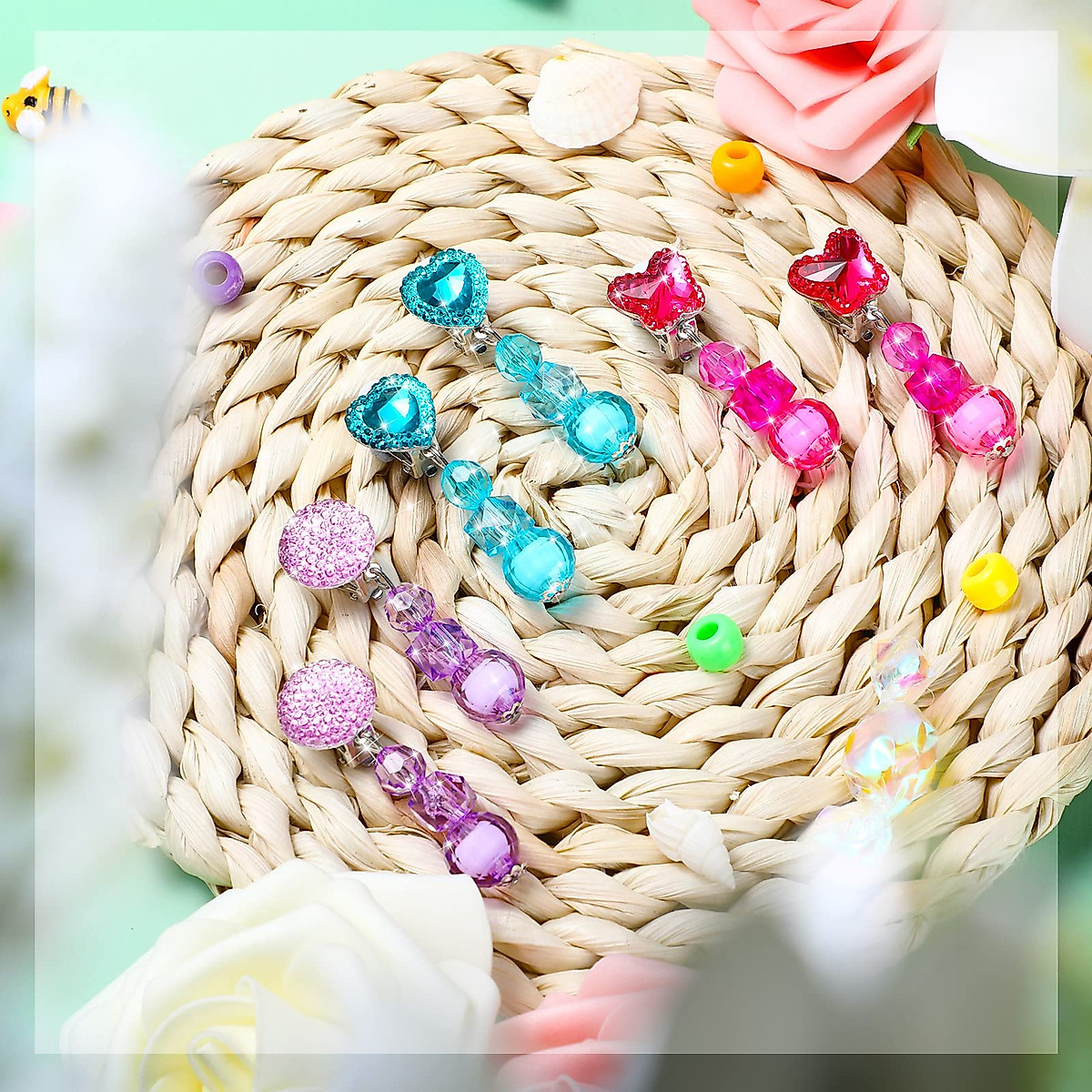 Hicarer 9 Pairs Girls Clip-on Earrings Pretend Princess Play Earrings Jewelry Set (Style 1)