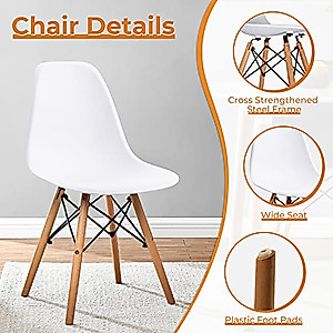 VICTONE Pre Assembled Mid Century Modern Style Dining Chair DSW Shell Plastic Chair Kitchen, Dining, Living Room Side Chairs, Set of 4 (White)