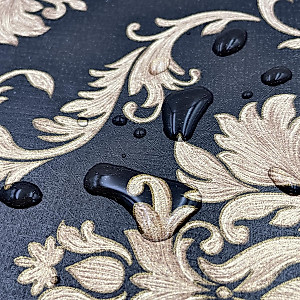 Yifasy Coffee Damask Cabinet Liner Self-Adhesive Shelf Drawer Paper Black Easy Install Redo Countertops Storage Chests 118x17.7 Inch