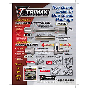 Trimax 2- T3'S - 5/8" Reciever & (1) Tmc10 Span Coupler Lock, with Flat Keys TMC3310, Clam Packaging