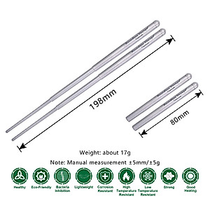 Boundless Voyage Titanium Telescopic Chopsticks Foldable Tableware Portable Cutlery for Outdoor Camping Travel Picnic A-Ti1004T