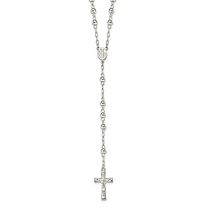 925 Sterling Silver Rosary Necklace 26 inch Chain