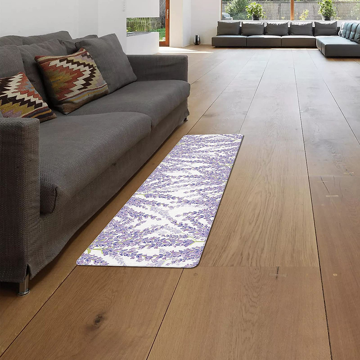 LooPoP Kitchen Comfort Mat Set of 2 Lavender Flower Pattern Waterproof Anti-Fatigue Standing Mats Wipeable Rugs for Kitchen Purple 15.7x23.6inch+15.7x47.2inch