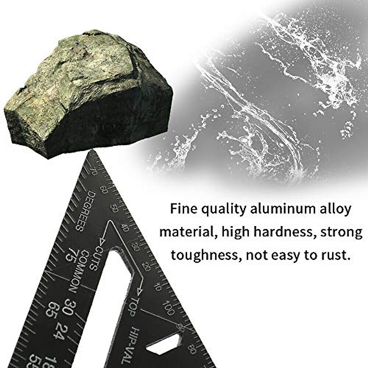 SENRISE Aluminum Alloy Triangle Ruler, 7" Triangle Protractor Roofing Square Scale High Precision Measuring Tool for Engineer Carpenter