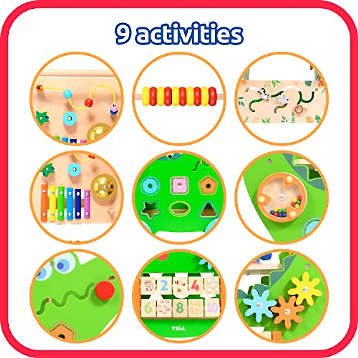 SPARK & WOW Crocodile Activity Walker - Ages 12m+ - Baby Activity Center Push Walker - 9 Different Activities - Teach Toddlers to Walk Through Play