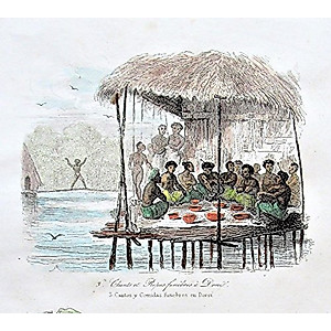 Antique Copperplate Engraving: A Meal and the Bird of Paradise