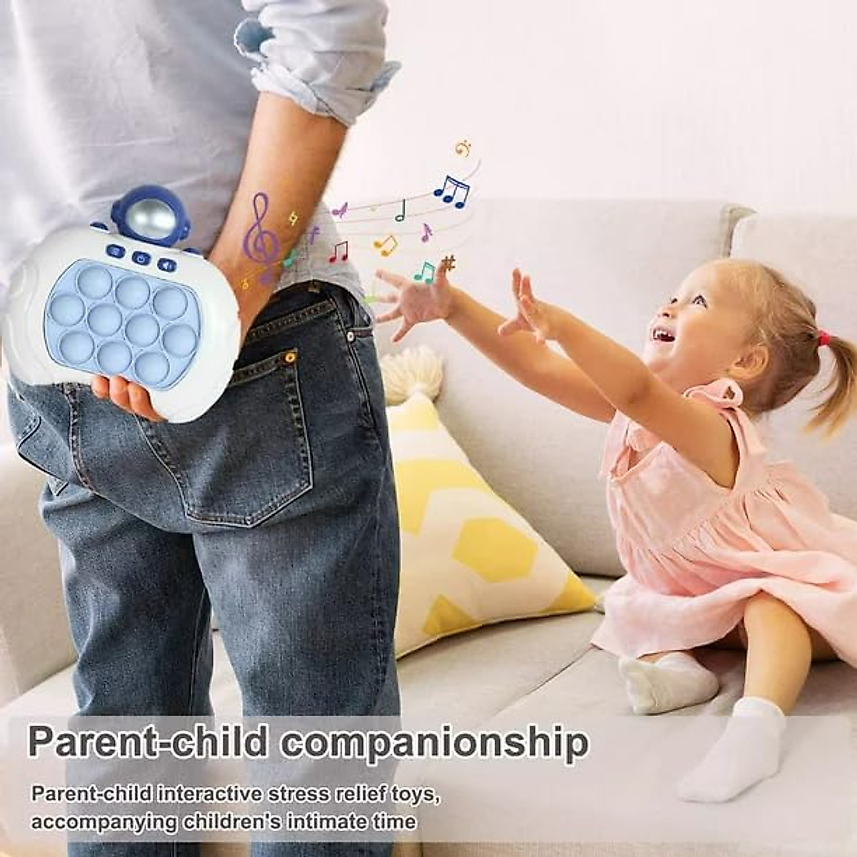 Quick Push Bubble Competitive Game Console Series, Quick Push Game Console, Decompression Breakthrough Puzzle Pop Game Machine, Multiple Game Modes Toy for 3+ Years (Pink)