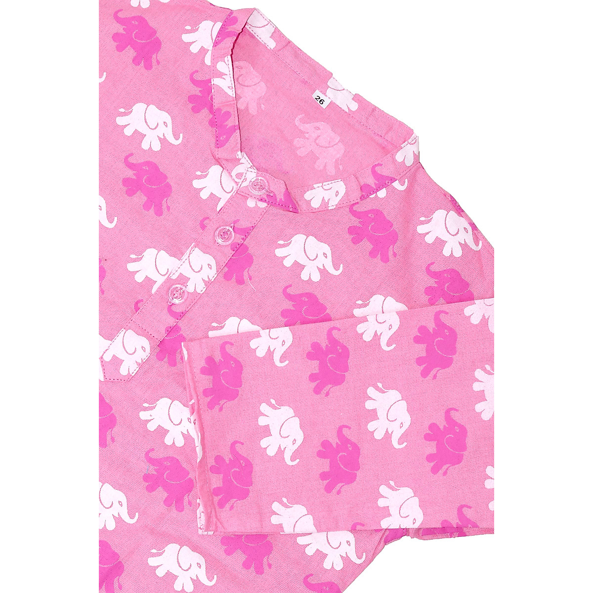 Chandrakala Kids Kurta Set for Boys Indian Printed Ethnic Wear, Pink-White,6-7 Years (KK104PIN7)