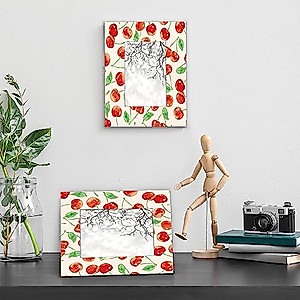 POFATO Cherry Fruit Pattern 4x6 Picture Frame Wood Photo Frame for Tabletop Display Wall Mount Picture Frame Display 4x 6 Inch Photo Wall Decor Home Gift Frames