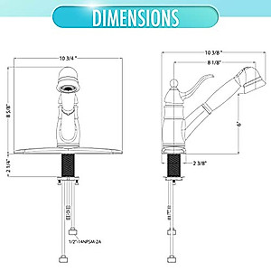 Aqua Vista 23-K81CO-BN-AV Singe Lever Kitchen Sink Faucet, Pull-Out Brushed Nickel