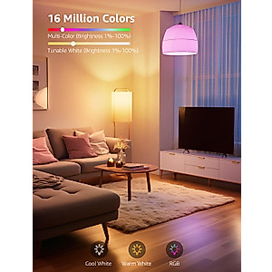 Lepro B1 AI Smart Light Bulbs - Dimmable Bluetooth LED Bulb with App Control, AI Generated Lighting LLM, AI Voice Control, Music Sync, RGBWW Color Changing Lights Bulb for Home, Party, 4 Packs