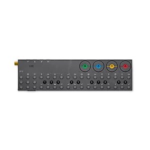 teenage engineering OP–Z portable sequencer, synthesizer, drum machine and visual controller with built-in microphone for sampling, effects and midi, iOS compatible and battery powered