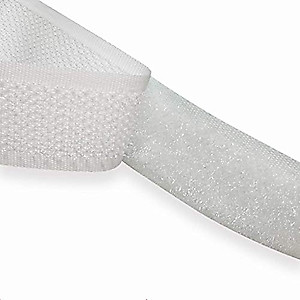Sew on Hook and Loop Tape 3/4 Inch Width, Non-Adhesive Sticky Back, Sewing Fastening Tape Nylon Fabric Fastener Interlocking Tape Sewing Fasteners for Sewing DIY Crafts (White, 16.4FT)